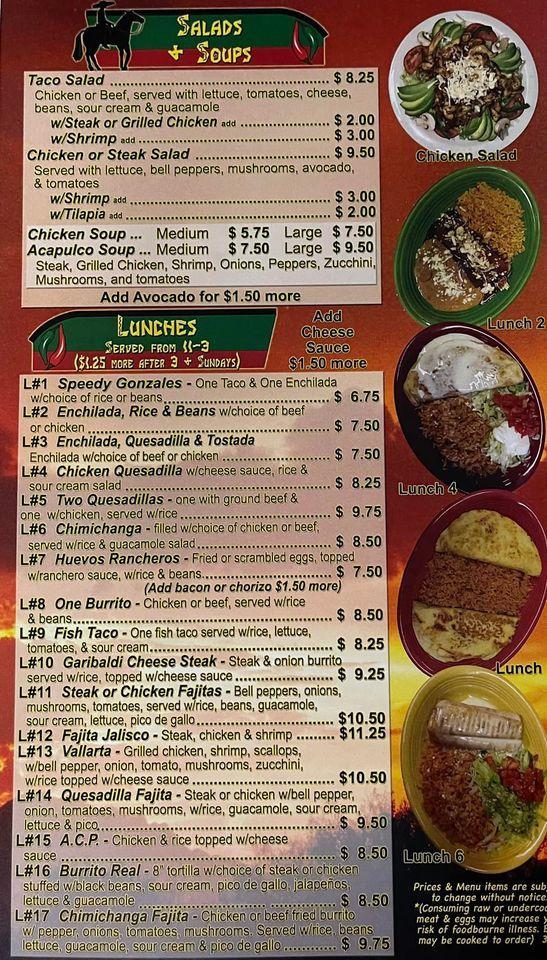 Menu at El Charro Mexican Grill restaurant, Franklin
