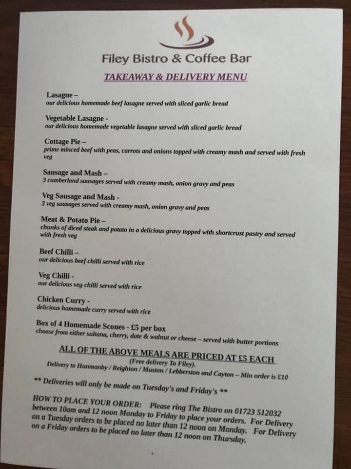 Menu at The Egg & Spoon, Filey restaurant, Filey, 22 Murray St