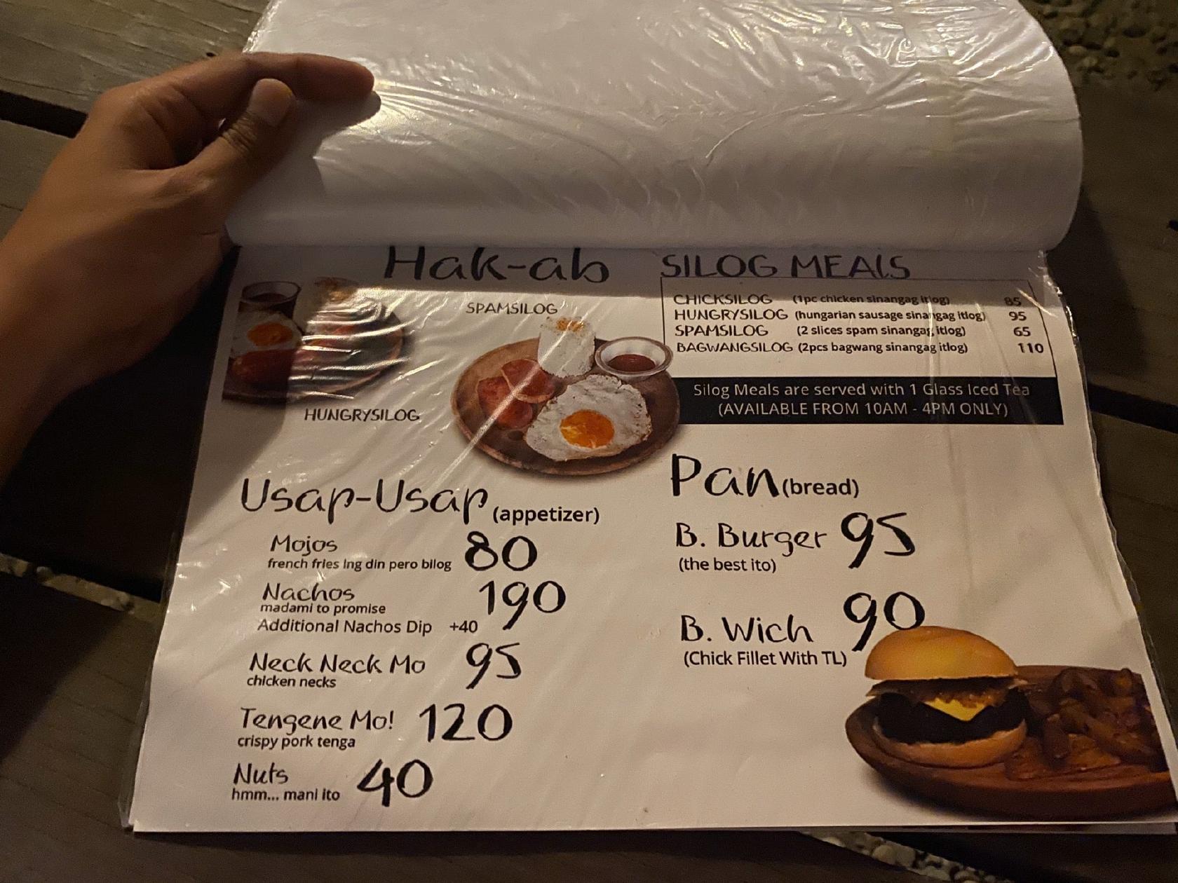 Menu at Hak-Ab pub & bar, Zamboanga, Crispin Atilano St. Tetuan