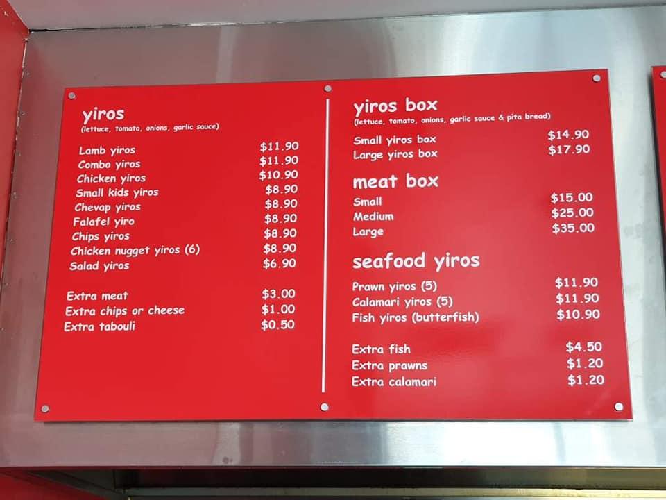 Menu at Kostas Greek Takeout restaurant, Findon
