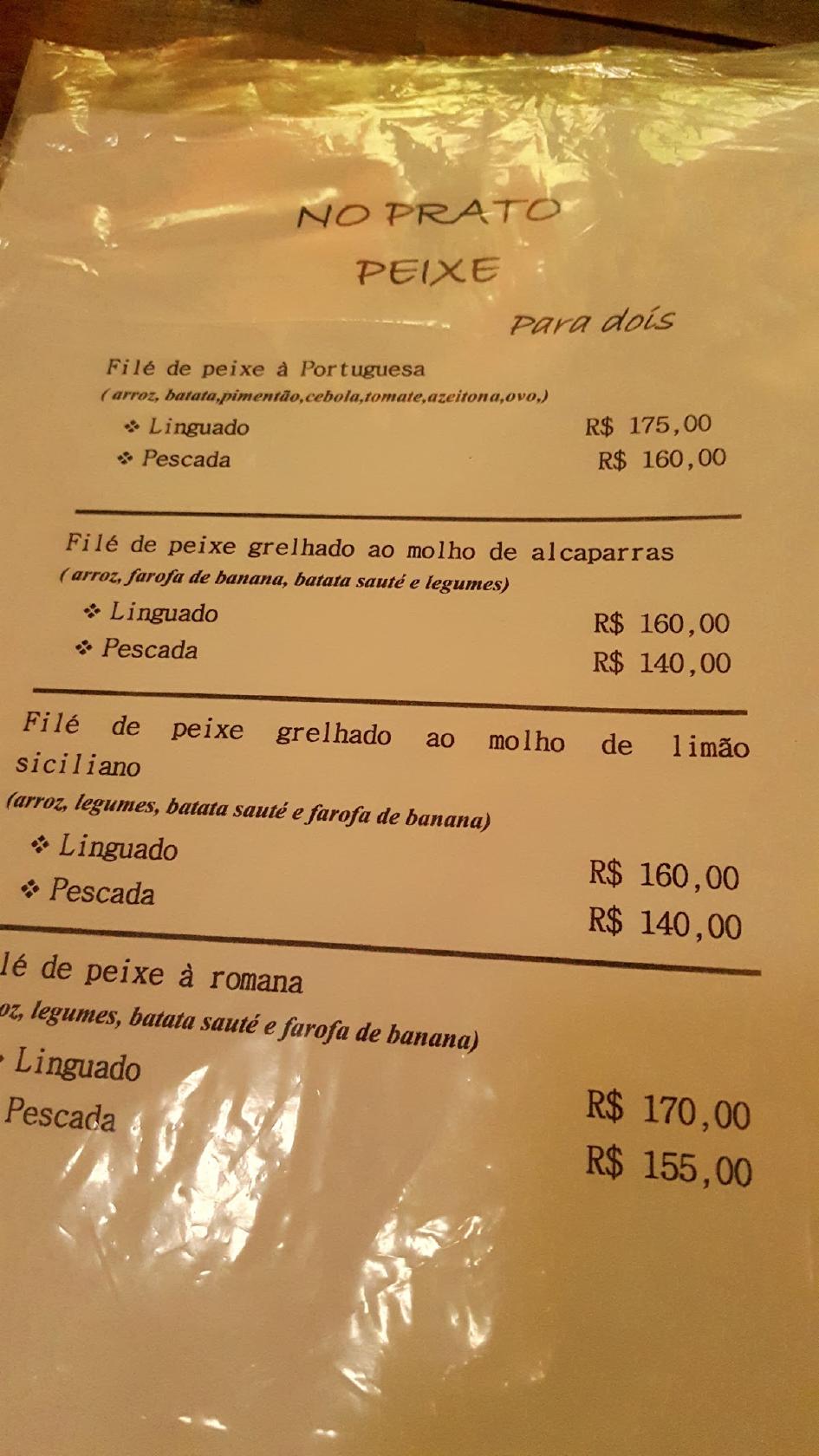 Carta de Mata Atlantica Restaurante, Guaratuba