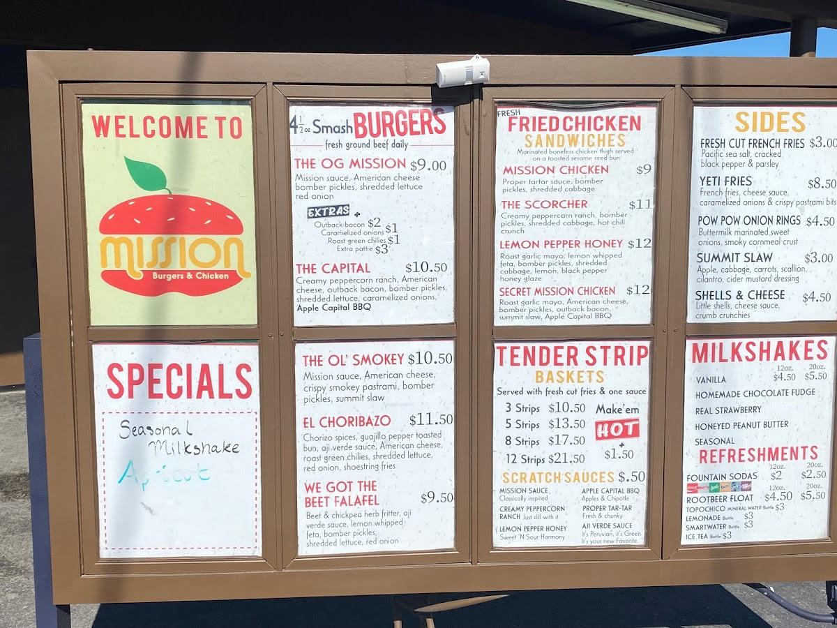 Carta del restaurante Mission Burgers & Chicken, Wenatchee