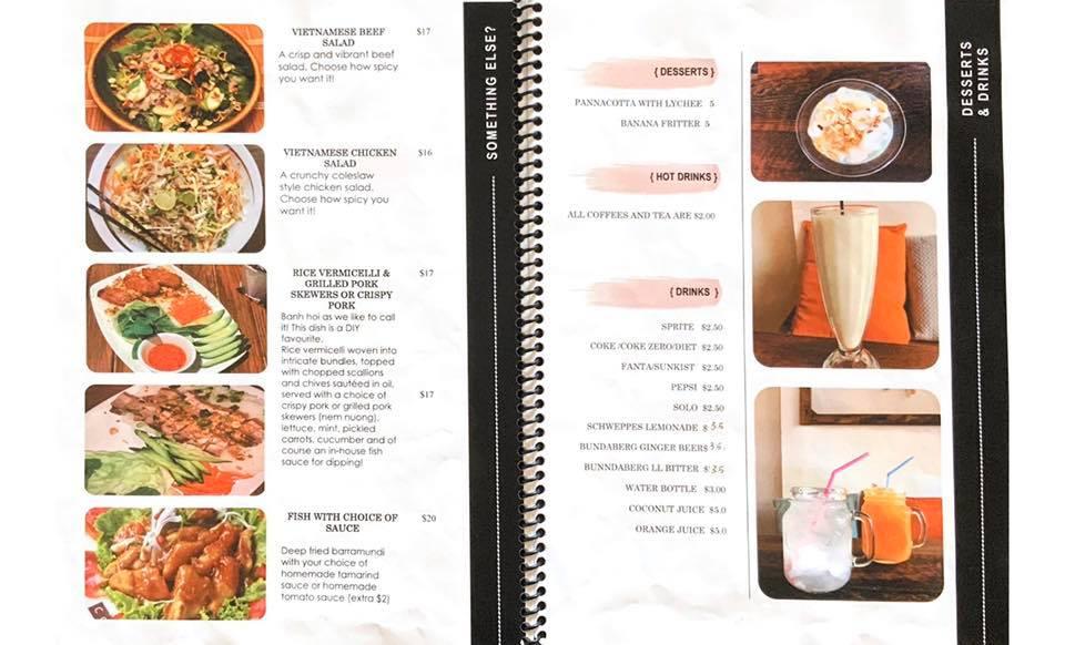 Menu at Saigon Sen restaurant, Albert Park