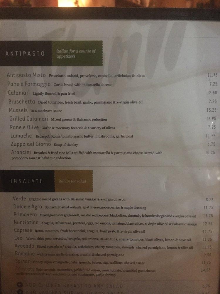 Menu at Avanti pizzeria, Oshawa