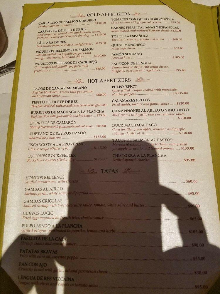 Menu at Caesar's pub & bar, Tijuana, Av. Revolución 8190