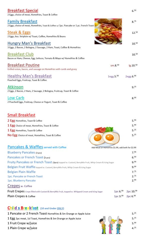 Menu at Family Corner Restaurant, Cornwall