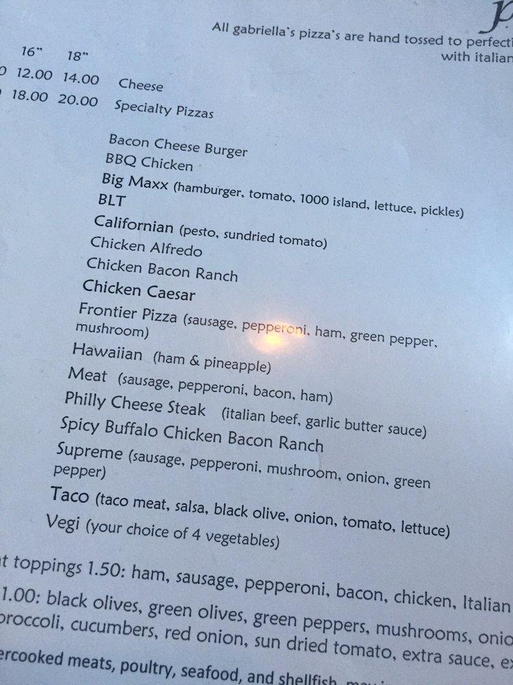 Menu at Gabriella's Restaurant, Albany, 203 Oak St
