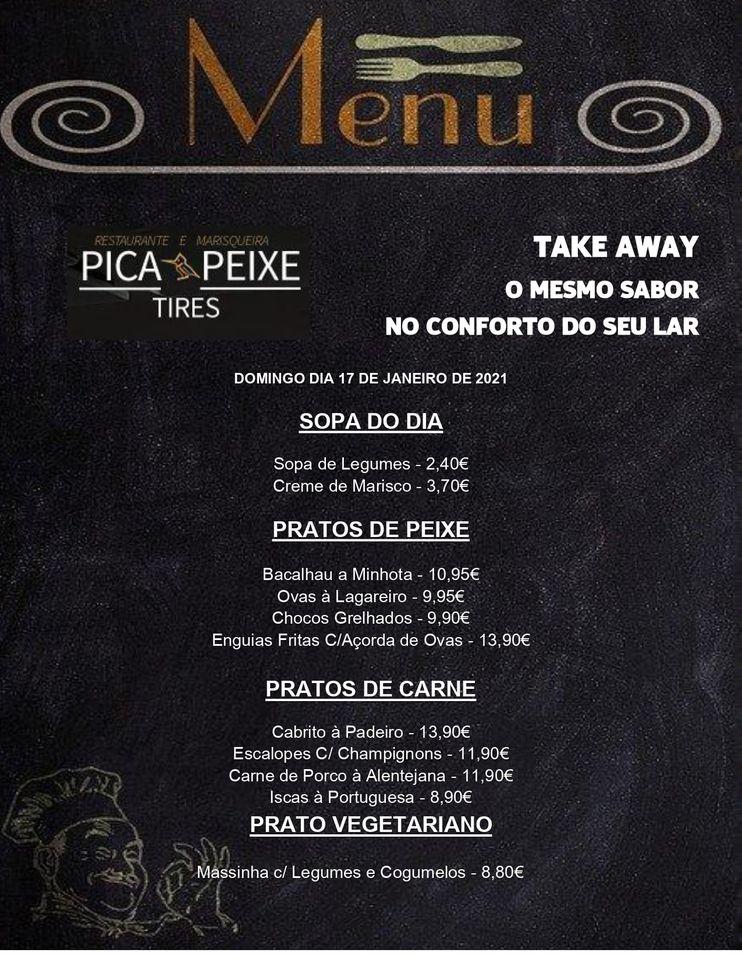 Menu at O Pica-Peixe restaurant, São Domingos de Rana