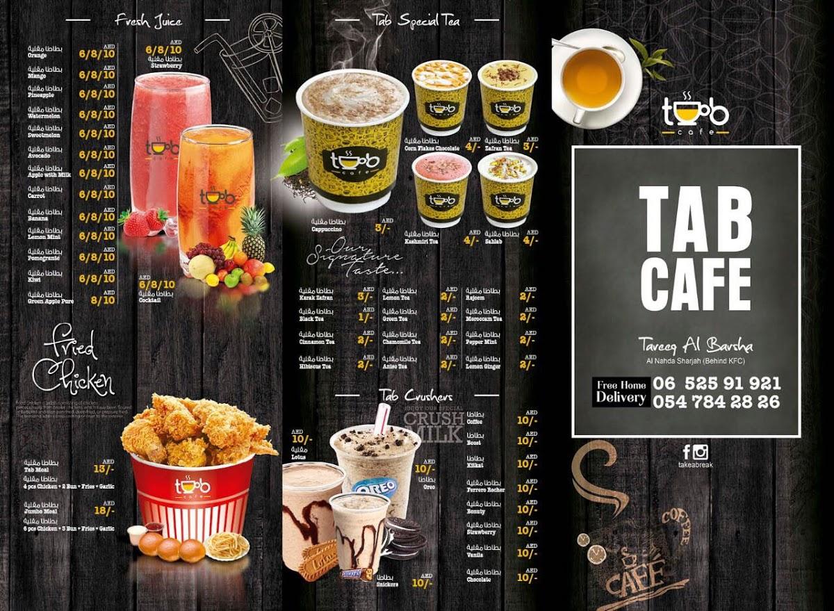 Menu at Take A Break Cafe, Sharjah