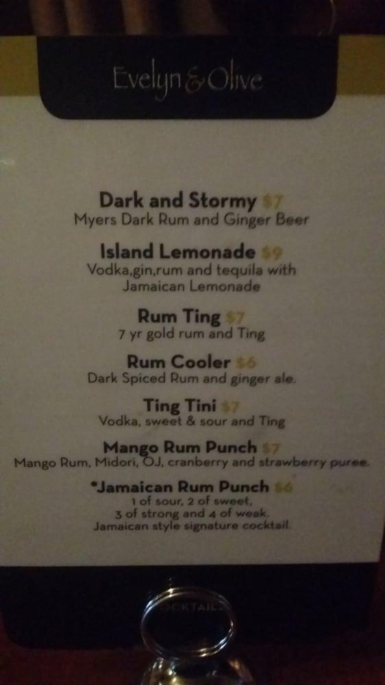 Menu at Evelyn & Olive restaurant, Memphis