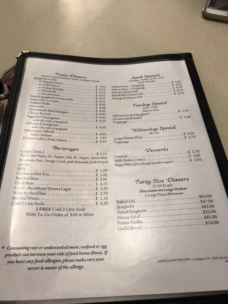 Menu at Scotto's Pizza pizzeria, Glasgow