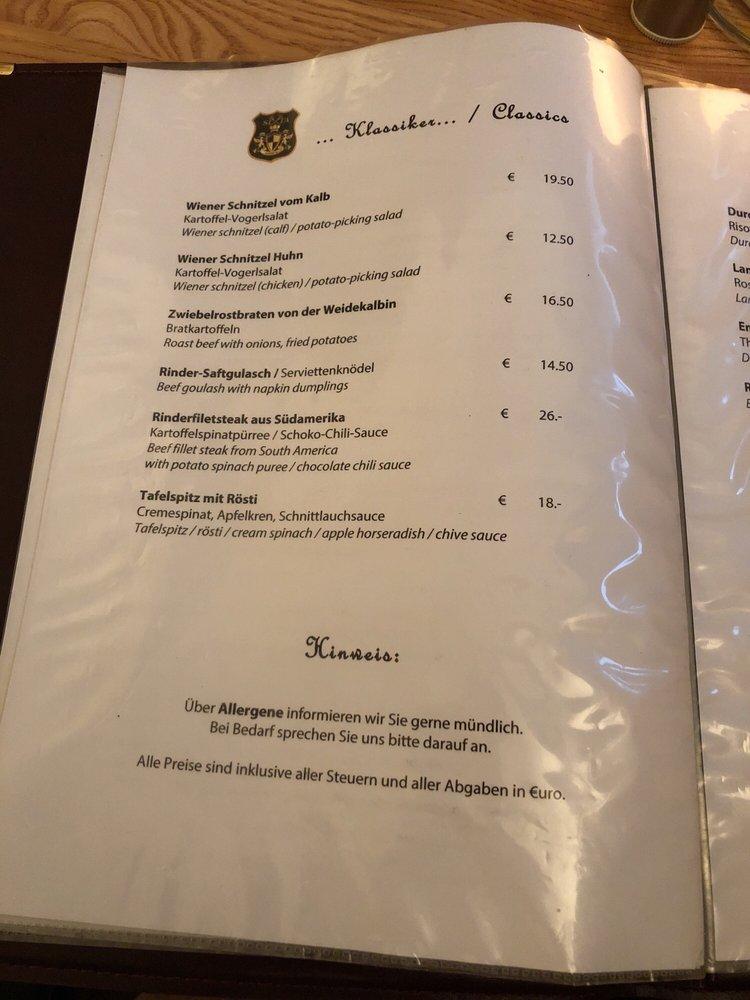 Menu at SIXTA pub & bar, Vienna