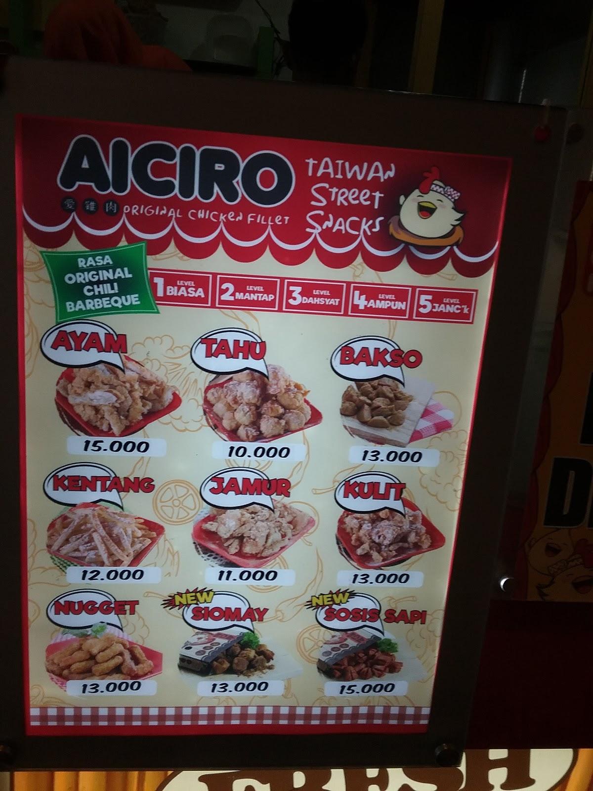 Menu at Aiciro MOG cafe, Malang, Mall Olympic Garden TF No.48