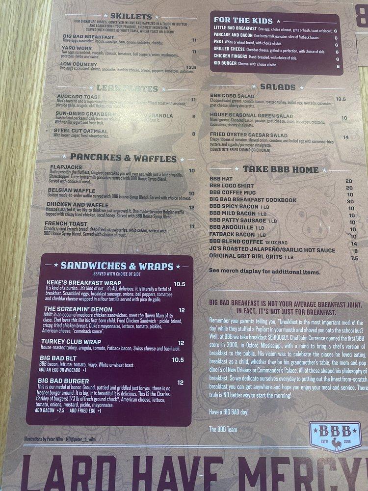 Menu at Big Bad Breakfast - Franklin restaurant, Franklin
