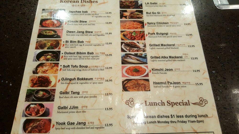 Menu at Gangnam Style BBQ, Kennewick