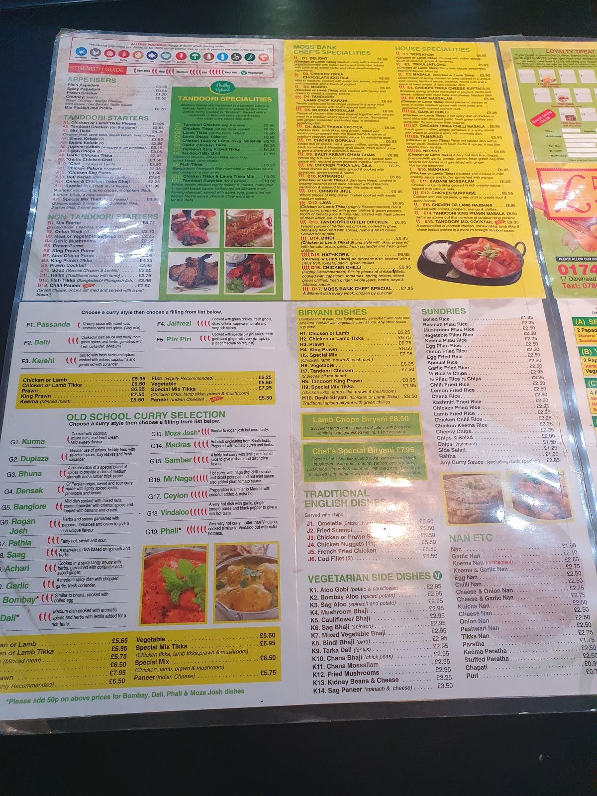 Menu at Moss Bank Express restaurant, St Helens