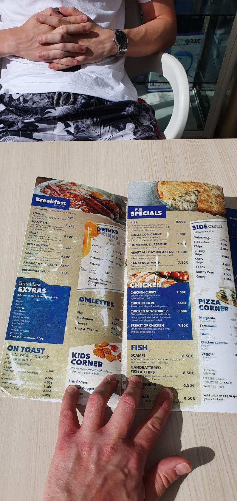 Menu at The Blue Marlin pub & bar, Tías