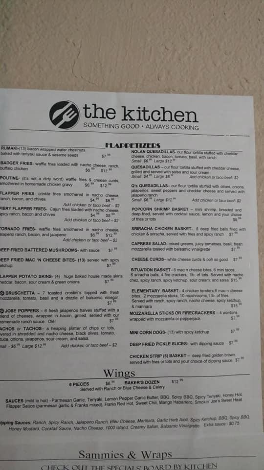 Menu at Flappers pub & bar, Milwaukee, W Becher St