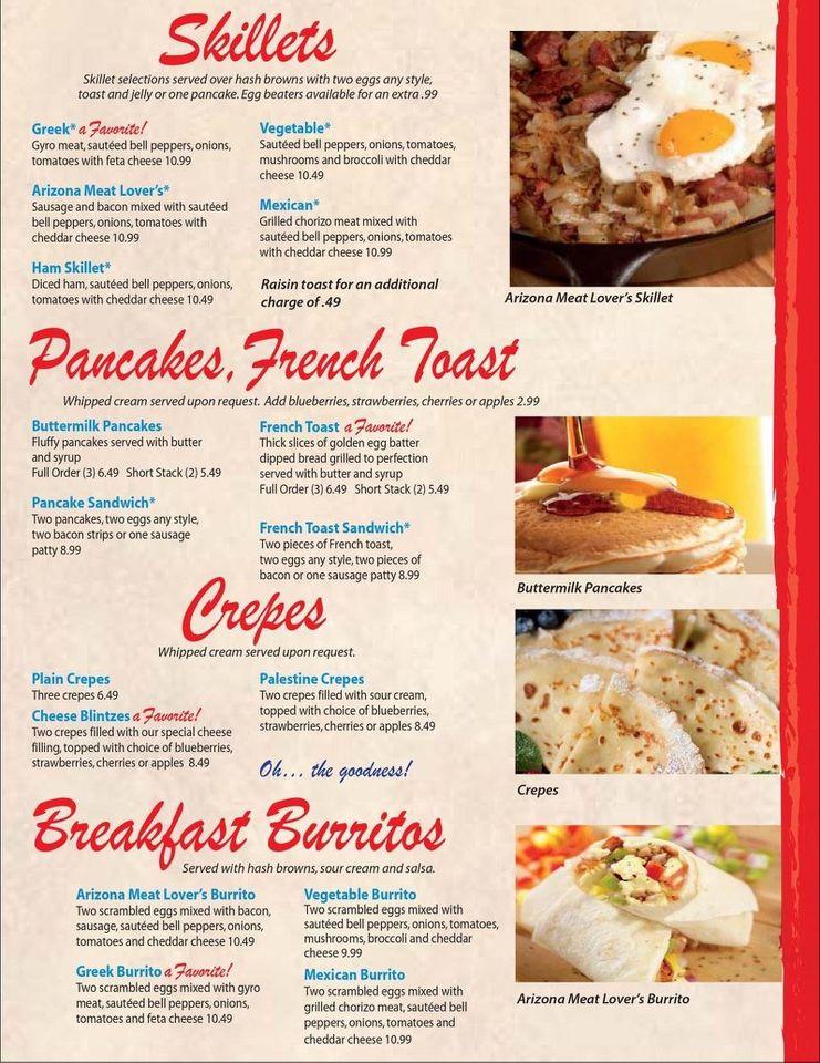 Menu at George's Cafe, Sun City
