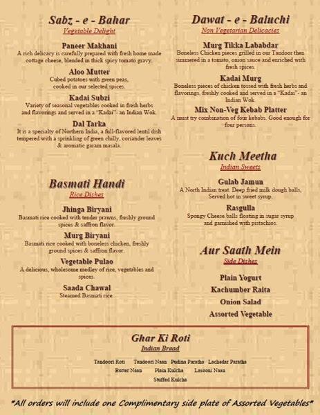 Menu at Horizon Karon Beach Resort & Spa, Thailand