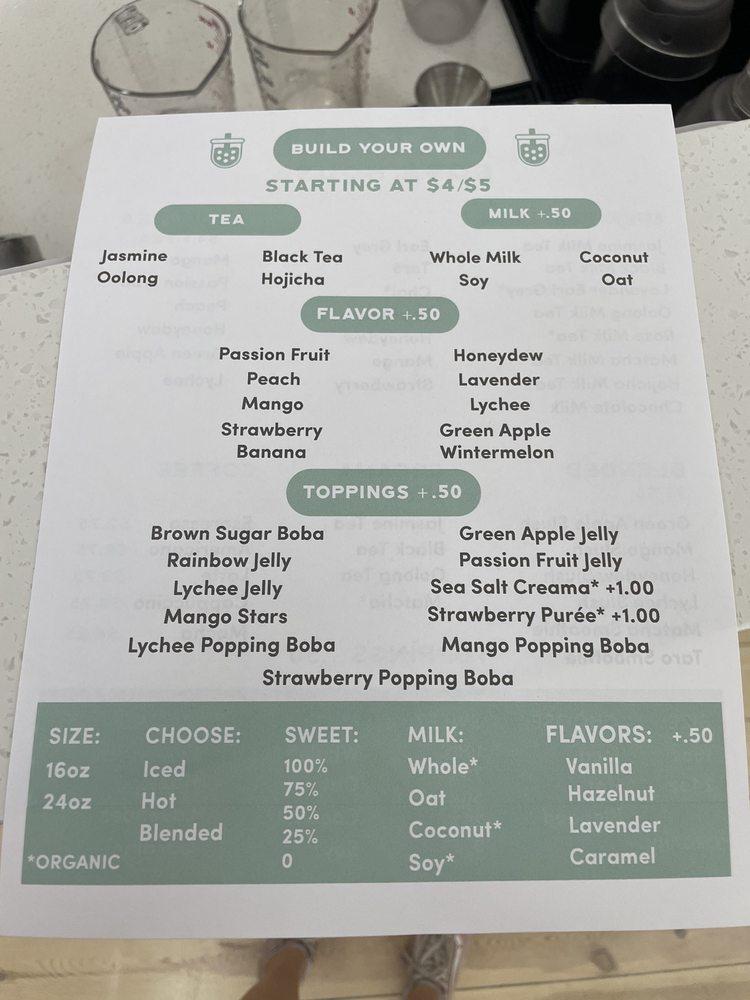 Menu at Matcha Boba House, Ashland