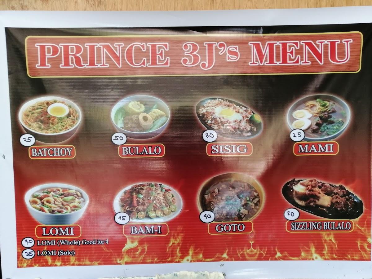 Menu at PRINCE 3J'S EATERY restaurant, Nabas, Sarengge