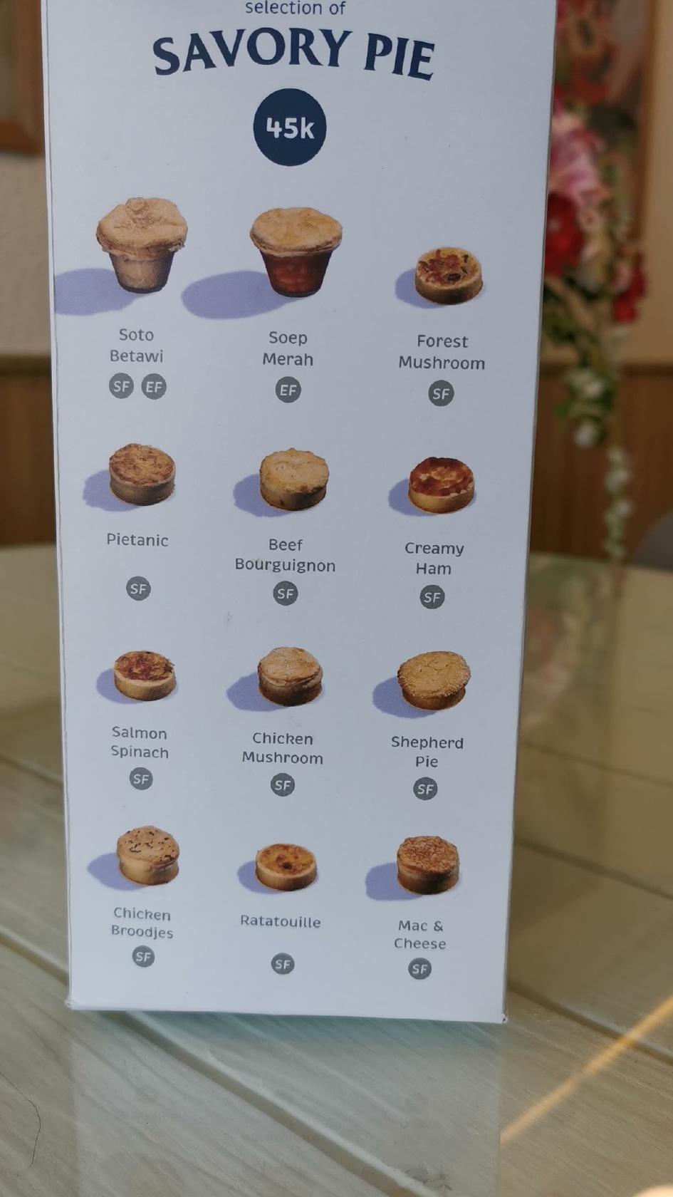 Menu at Pie master restaurant, Surabaya
