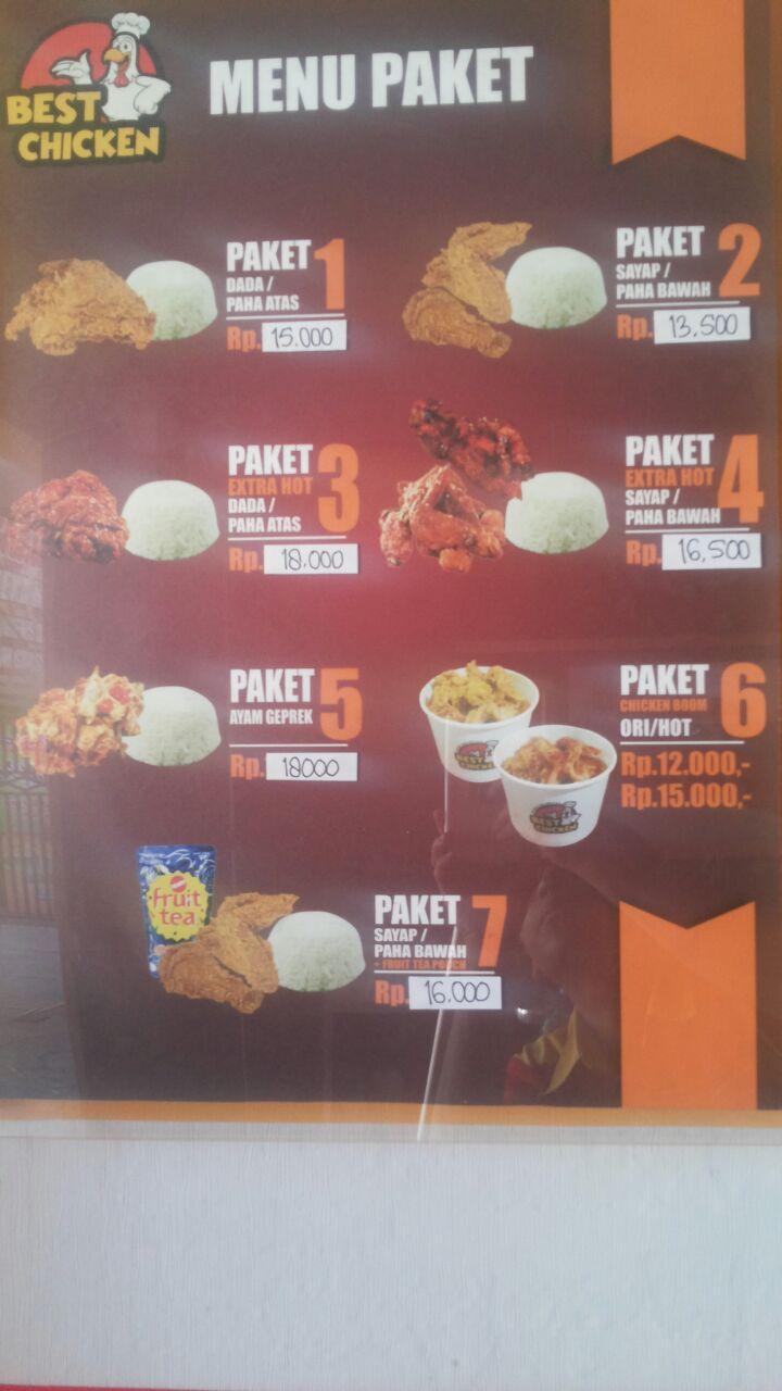 Menu at Best Chicken restaurant, South Sumedang