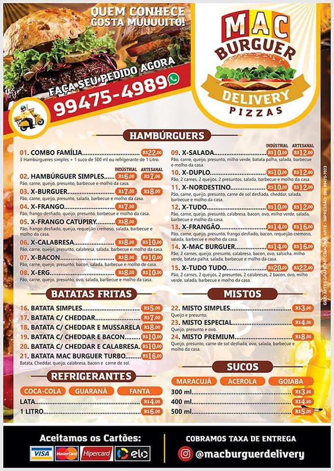 Menu at Burger Pizza restaurant, Teresina, Av. José Francisco de ...