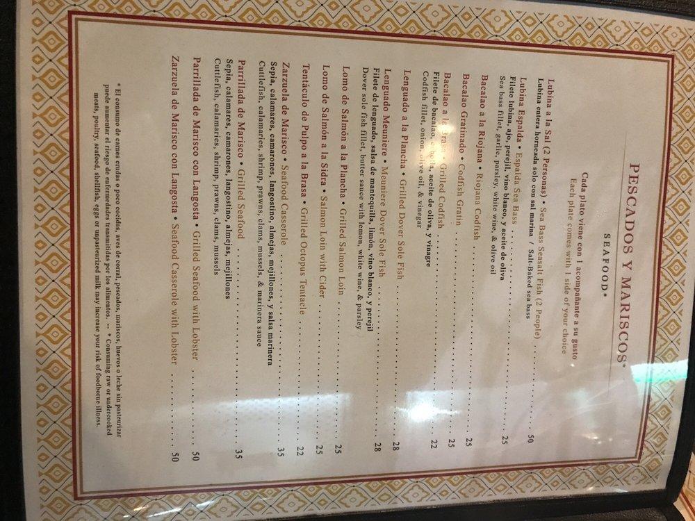 Menu at El Manchego Restaurant, Miami