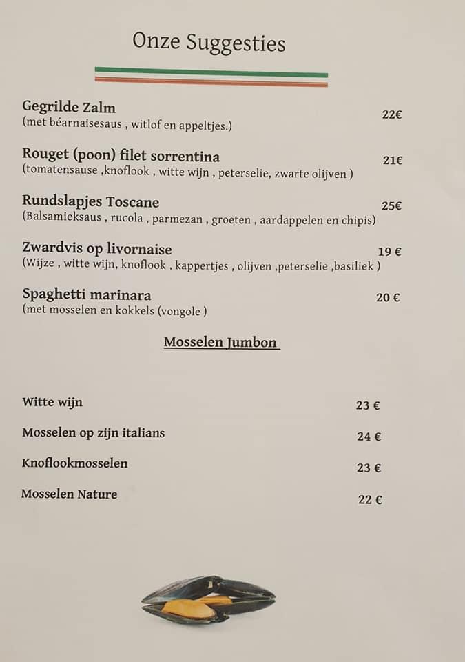 Menu at La Romantica, Roosdaal