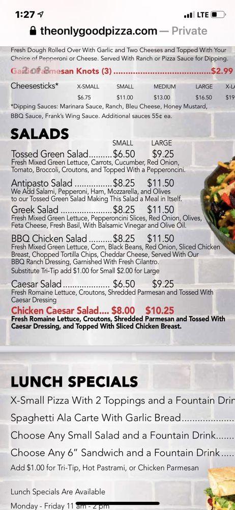 Menu at Ojai Pizza Company, Oak View pizzeria, Oak View