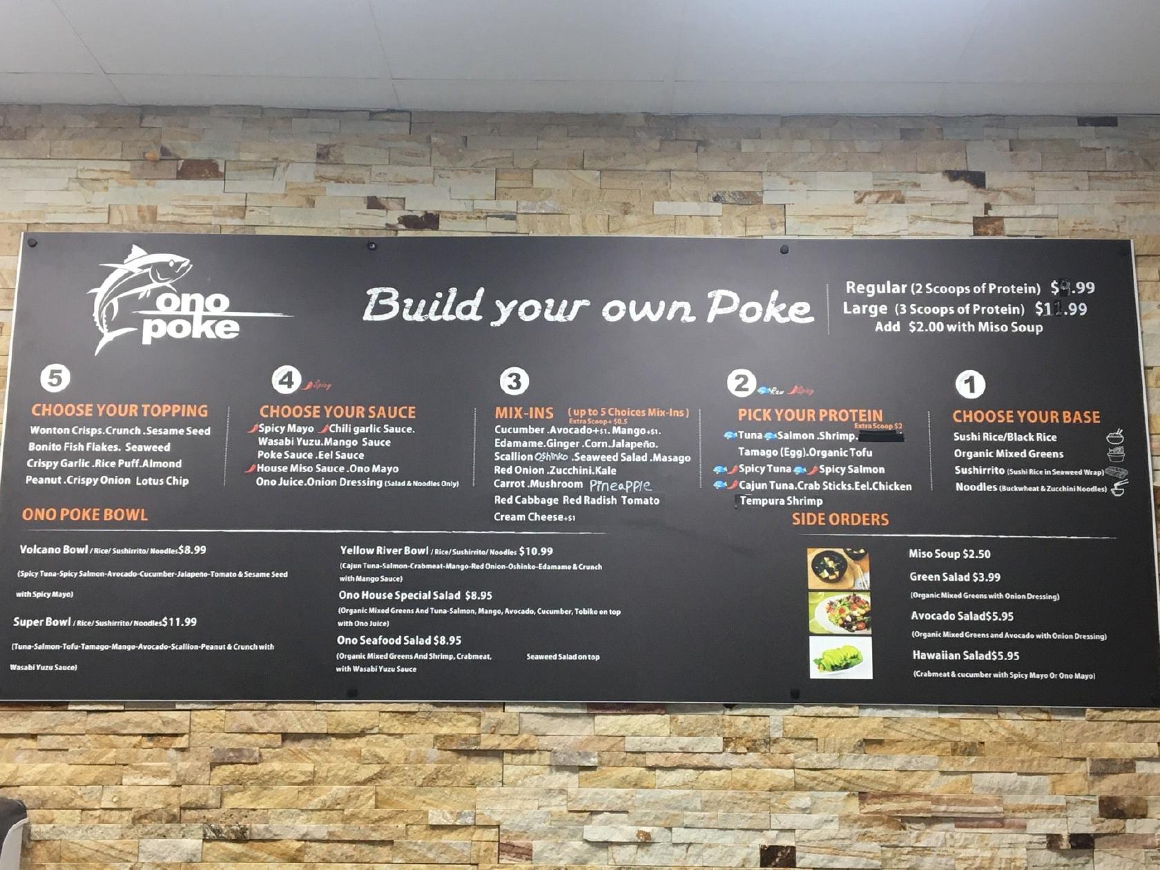 Menu at Ono Poke pub & bar, Hurst