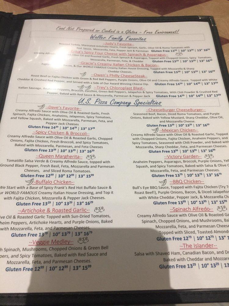 Menu at US Pizza of Springdale pizzeria, Springdale