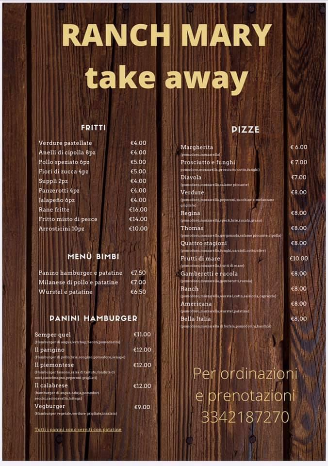 Menu da Ristorante Ranch Mary, Lesmo