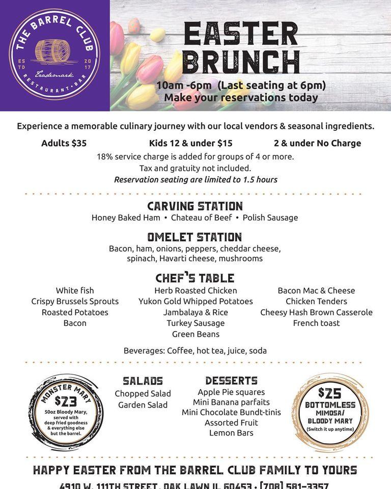 Menu at The Barrel Club, Oak Lawn