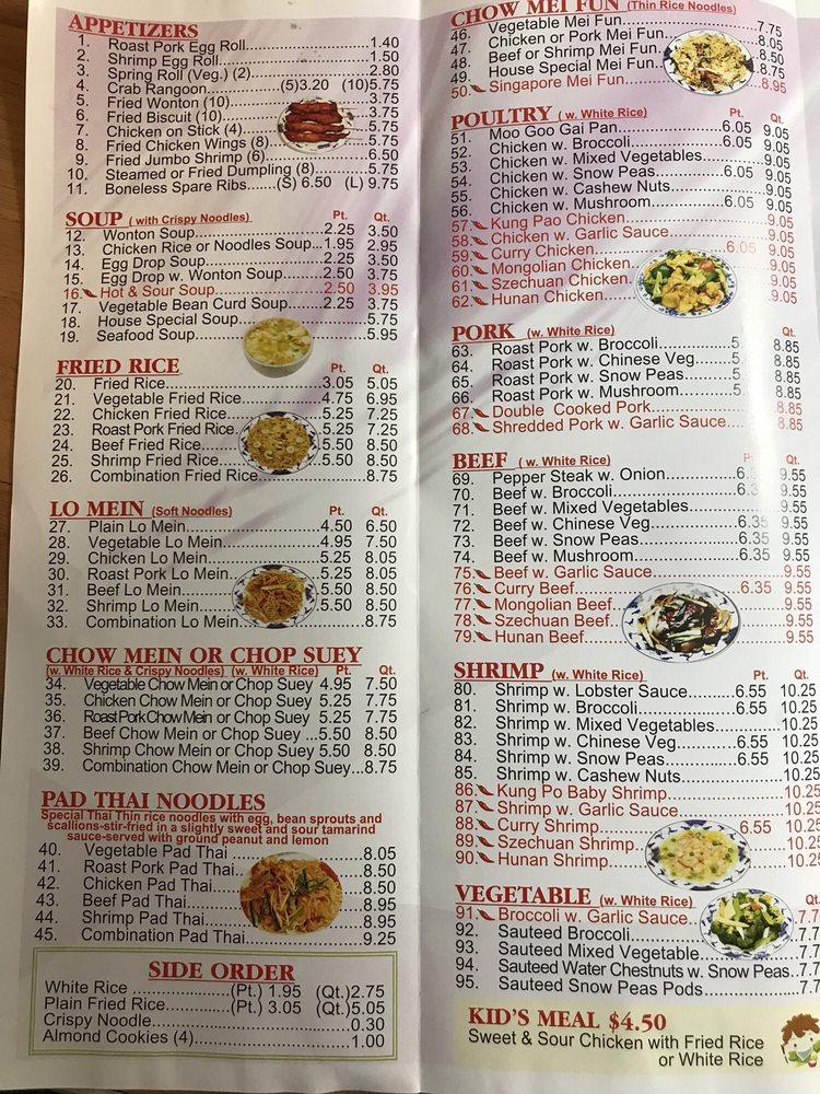 Menu at Happy Dragon restaurant, Pendleton