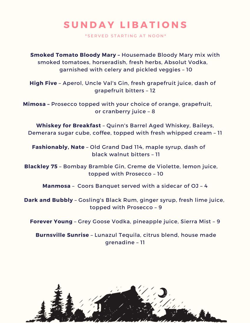 Menu at Second Home restaurant, Burnsville