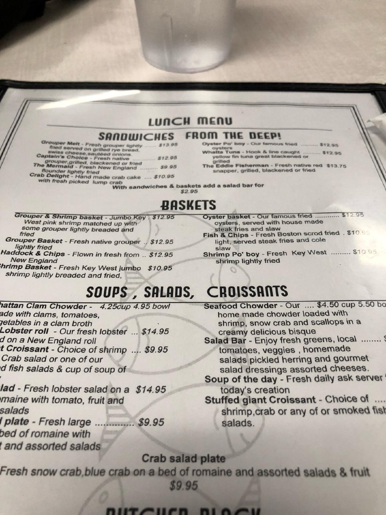 Menu at Captain Brian's Seafood Market & Restaurant, Sarasota