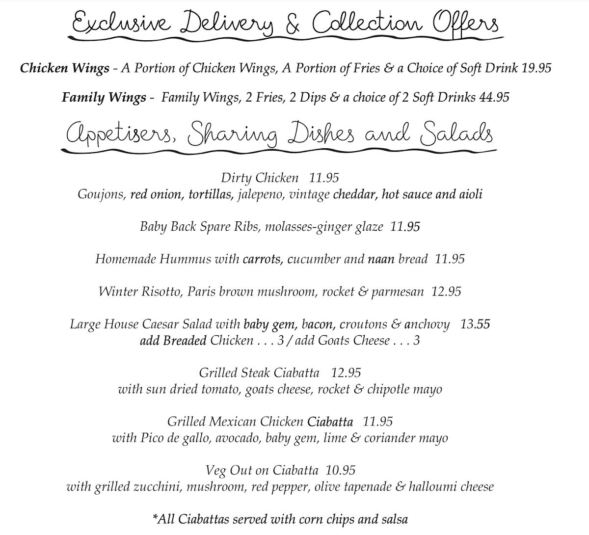Menu at Elephant & Castle Lucan restaurant, Lucan
