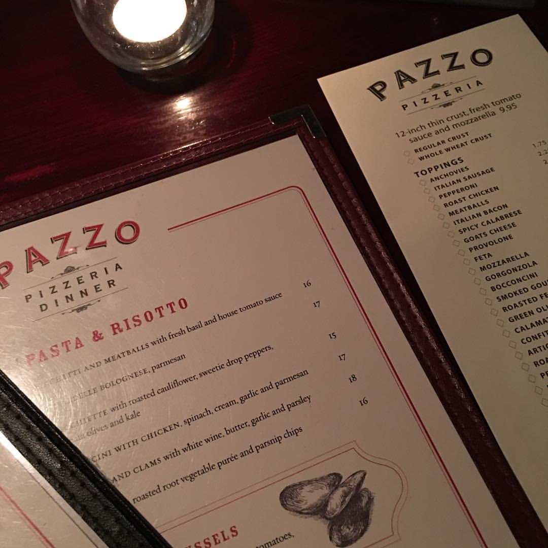 Menu at Pazzo Pizzeria, Stratford