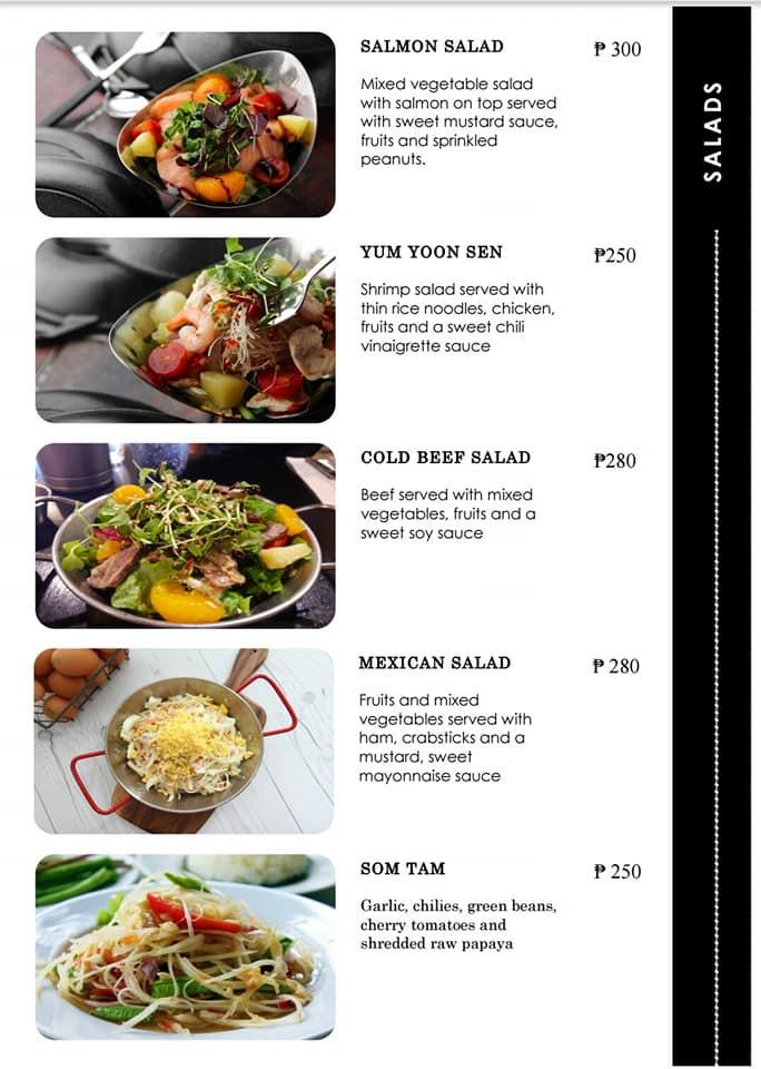 Menu at Thai Fusion restaurant, Olongapo