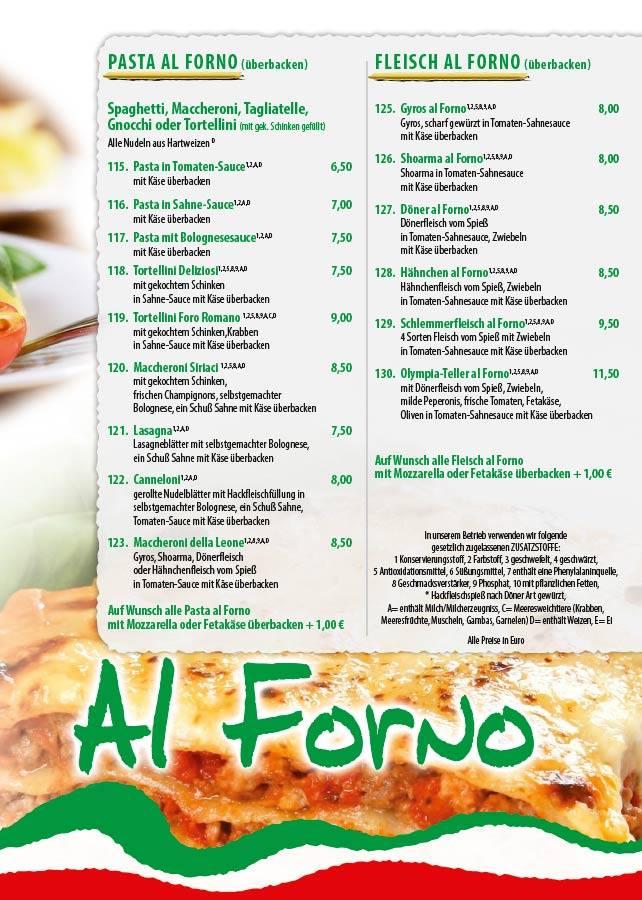 Menu at Toscana pizzeria, Gronau