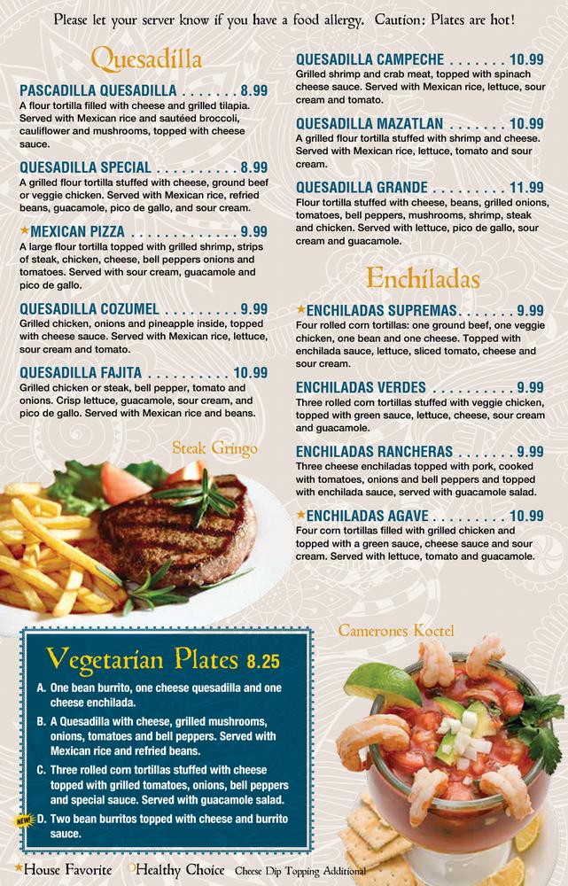 Menu at Agaves Mexican Grill restaurant, Henderson