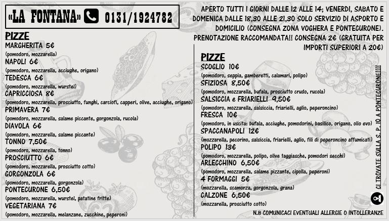 Menu at Ristorante Pizzeria La Fontana, Pontecurone