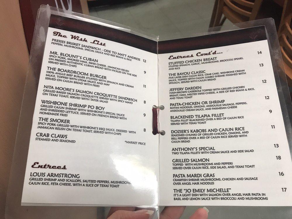 Menu at Wishbone Cafe', Montgomery