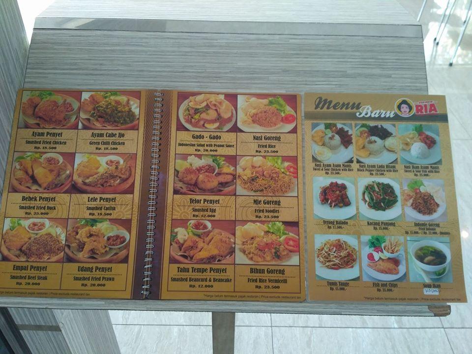 Menu at Ayam Penyet RIA - Lovina inn restaurant, Batam