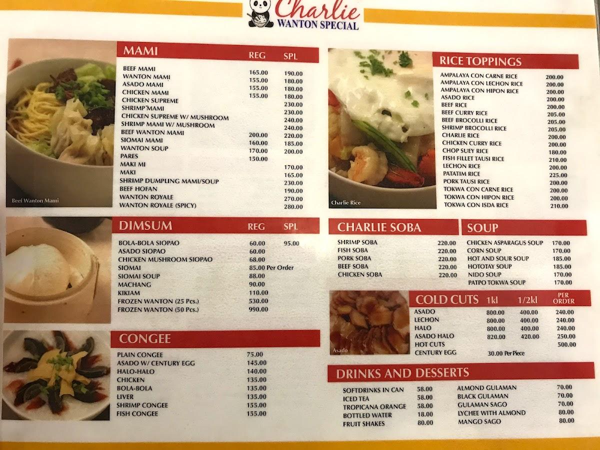 Menu at Charlie Wanton Special restaurant, Mandaluyong