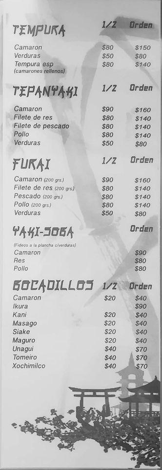 Carta del restaurante Inari Sushi to Go, Zapopan, Calzada Central 19