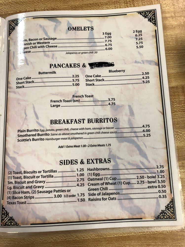 Menu at Mom's Cafe, Clovis